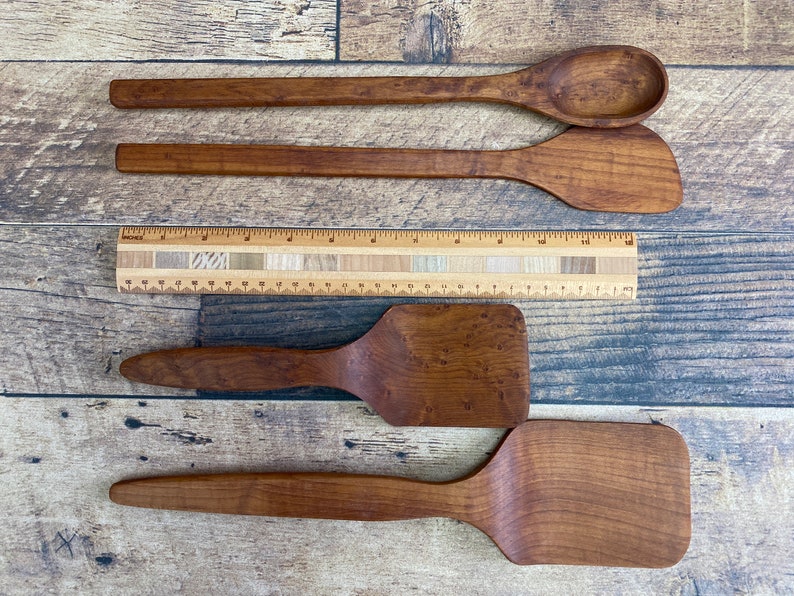Wooden Kitchen Utensils Set - Large Flipper, Small Flipper, Cooking ...