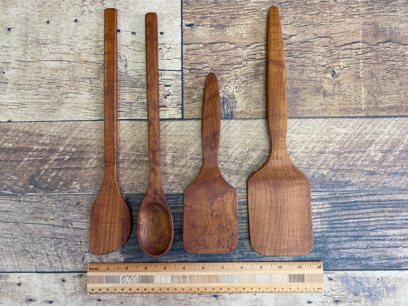 Wooden Kitchen Utensils Set - Large Flipper, Small Flipper, Cooking ...