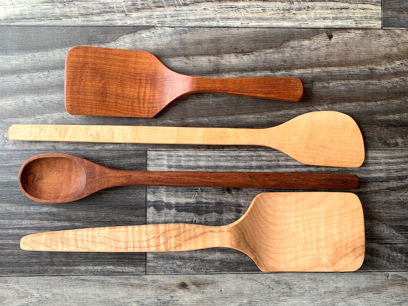 Wooden Kitchen Utensils Set Large Flipper Small Flipper | Etsy