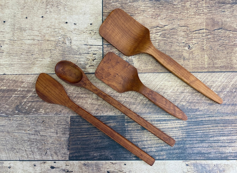 Wooden Kitchen Utensils Set - Large Flipper, Small Flipper, Cooking ...