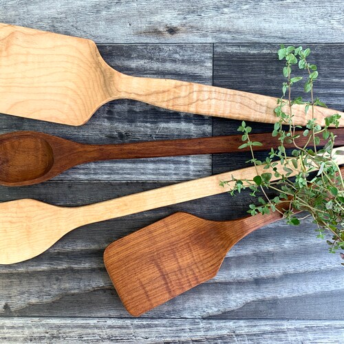 Wooden Kitchen Utensils Set Large Flipper Small Flipper | Etsy