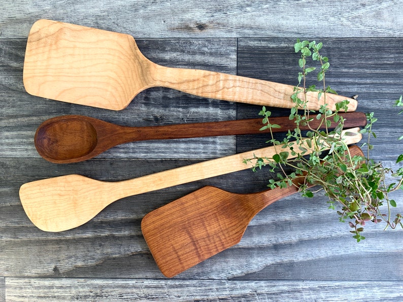 Wooden Kitchen Utensils Set Large Flipper Small Flipper | Etsy