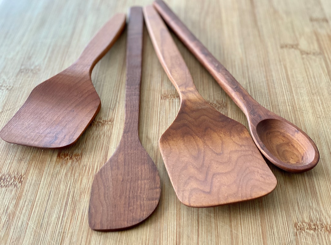 Wooden Kitchen Utensils Set - Large Flipper, Small Flipper, Cooking ...