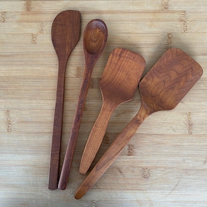 Wooden Kitchen Utensils Set - Large Flipper, Small Flipper, Cooking ...