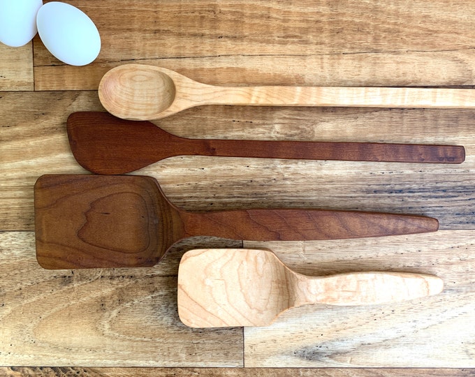 Wooden Kitchen Utensils Set - Large Flipper, Small Flipper, Cooking ...