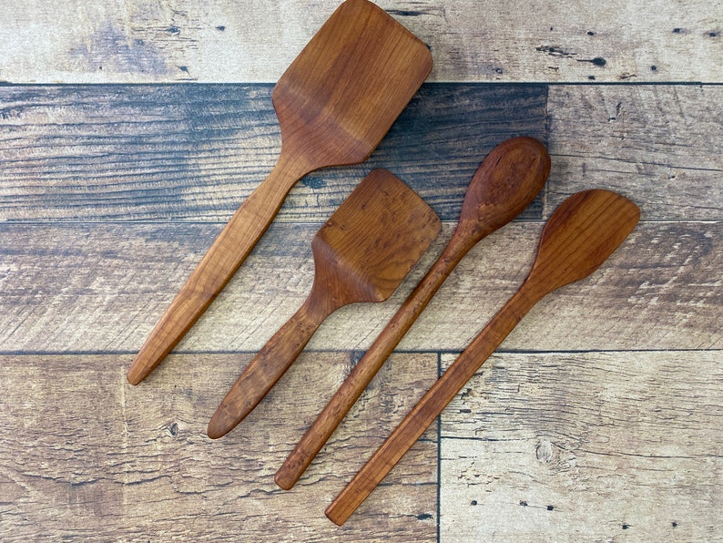 Wooden Kitchen Utensils Set - Large Flipper, Small Flipper, Cooking ...