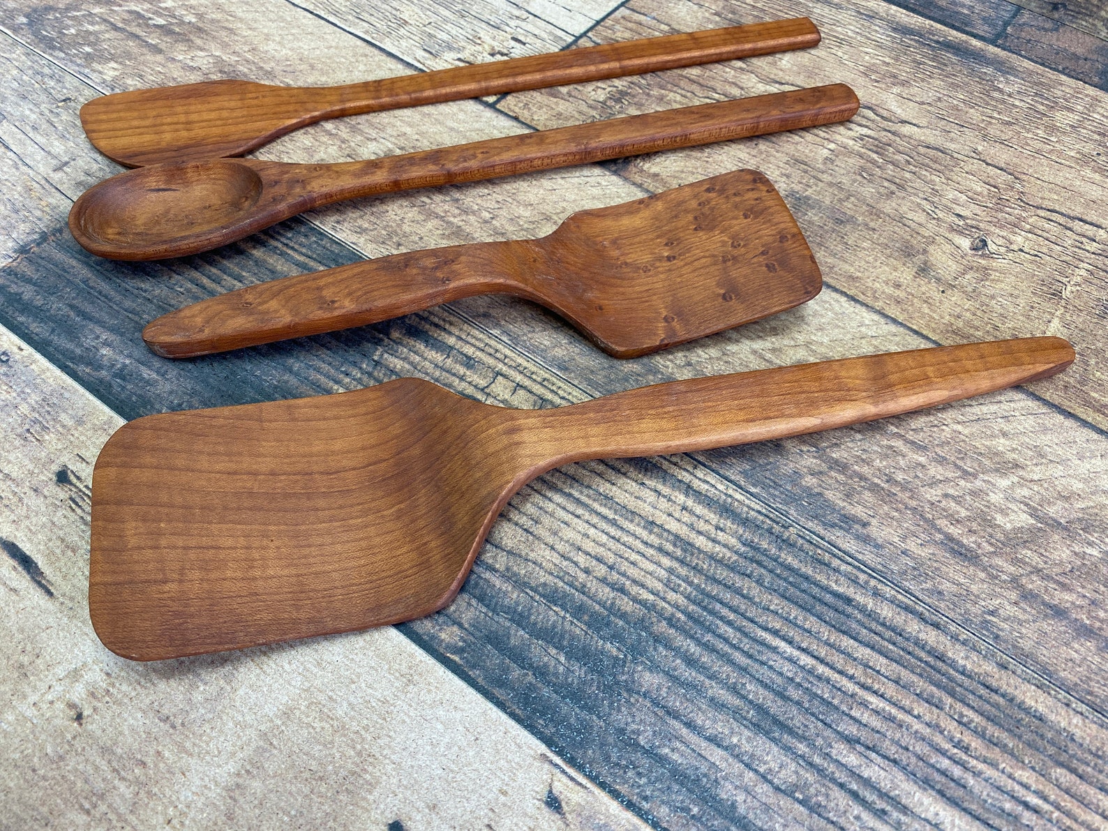 Wooden Kitchen Utensils Set - Large Flipper, Small Flipper, Cooking ...