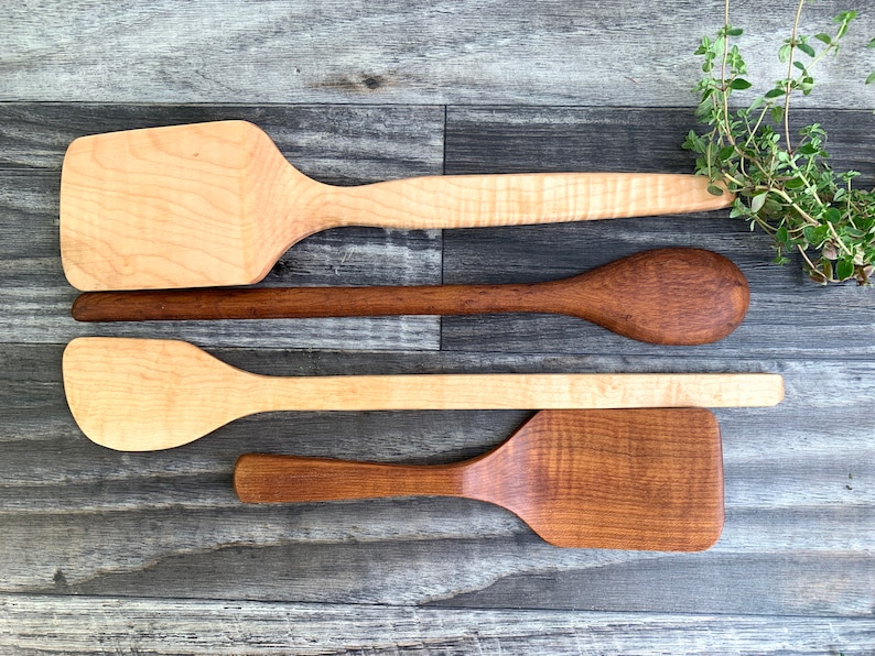 Wooden Kitchen Utensils Set Large Flipper Small Flipper | Etsy