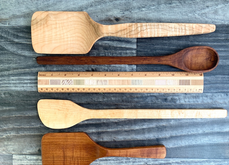 Wooden Kitchen Utensils Set Large Flipper Small Flipper | Etsy