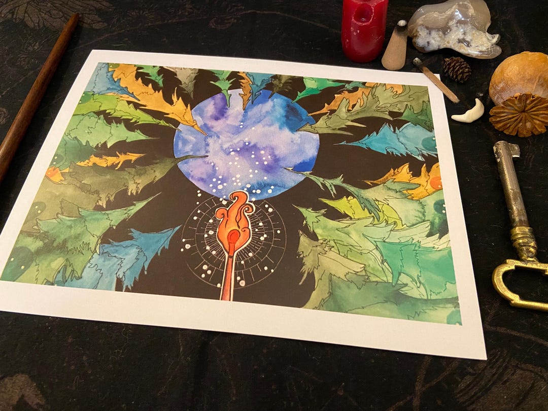 Student of Wands Art Print: Tarot Magic Watercolor Collage - Etsy