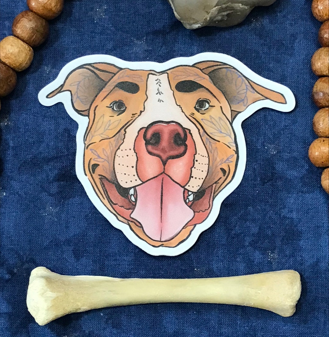 Pearl the Pibble Sticker: Floral Die-cut Vinyl Dog Art - Etsy