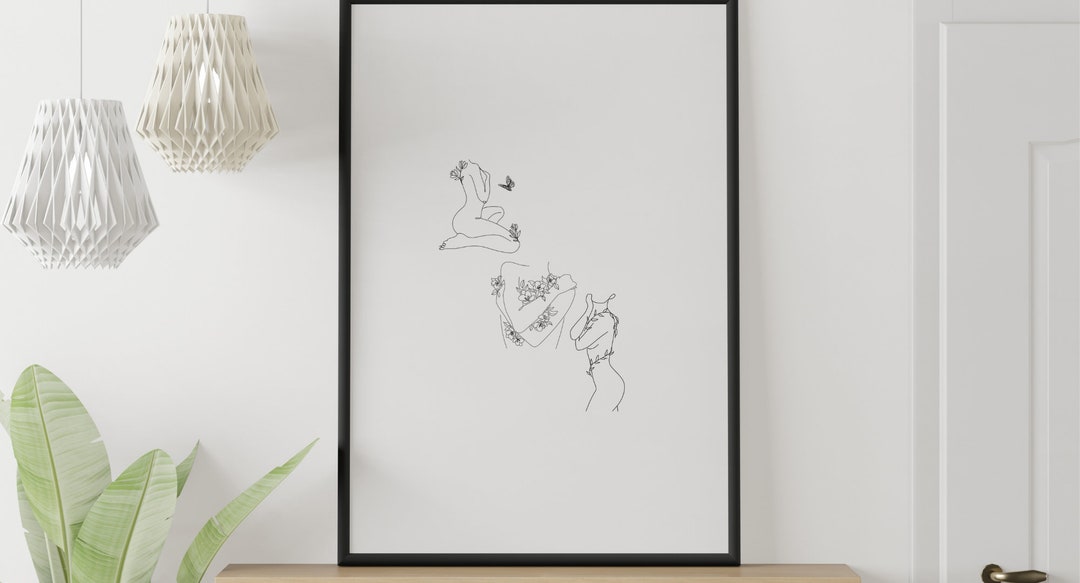 Body Positive Art, Line Drawing Digital Download Print, Feminine Wall ...