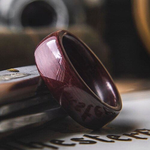 Mens Wedding Band Made From Purple Heart Mens Promise Ring - Etsy