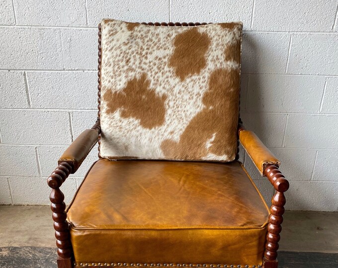 Bobbin Leg Cowhide Arm Chair Brown - Etsy