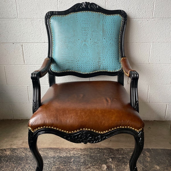 Embossed Leather Chair - Etsy