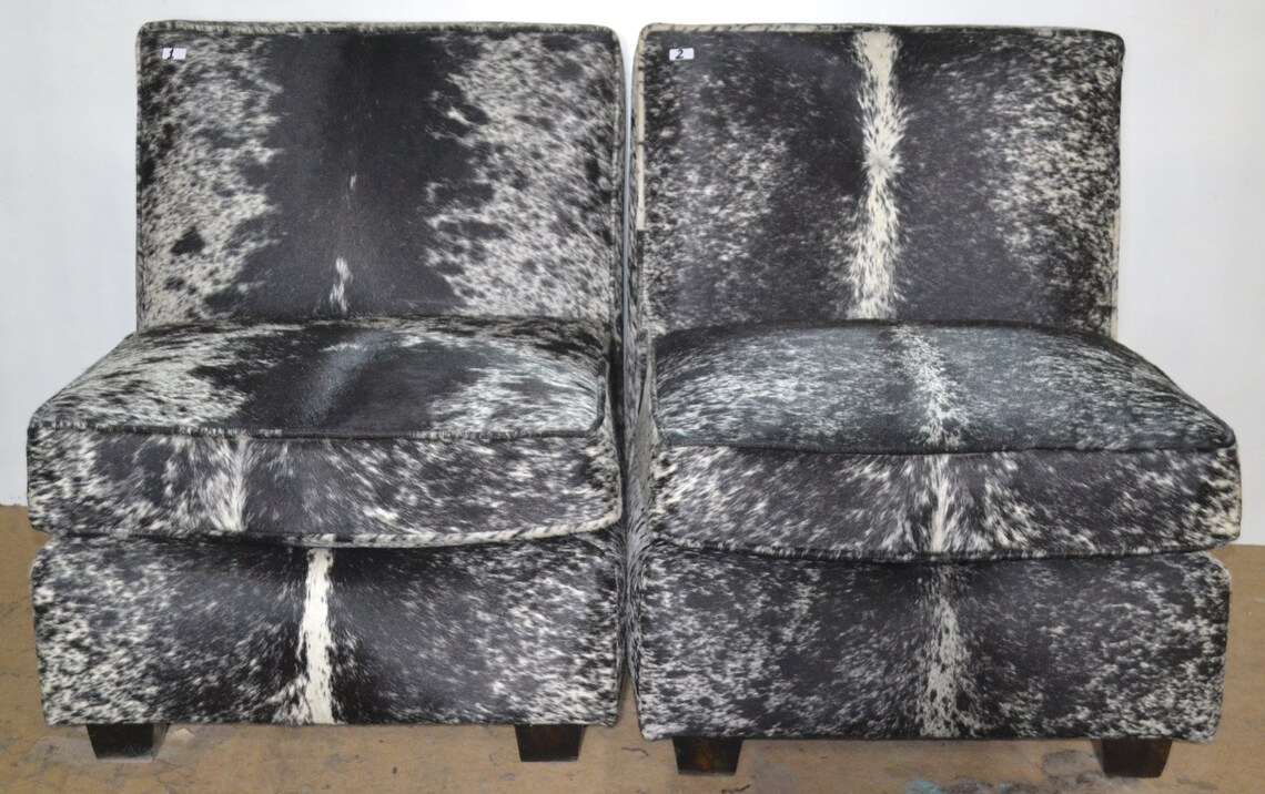 Modern Cowhide Lounge Chair Salt Pepper Black | Etsy