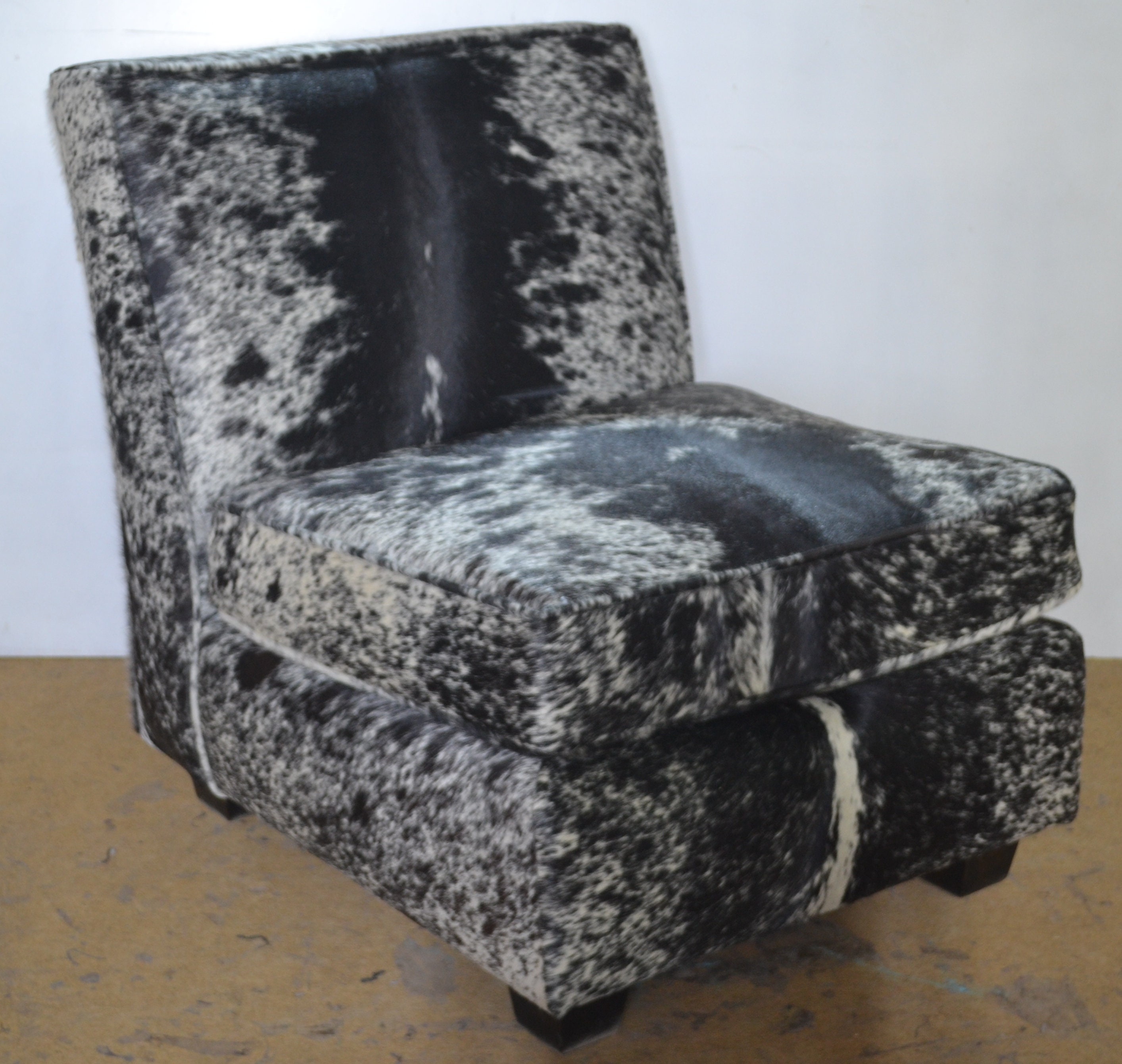Modern Cowhide Lounge Chair Salt Pepper Black - Etsy