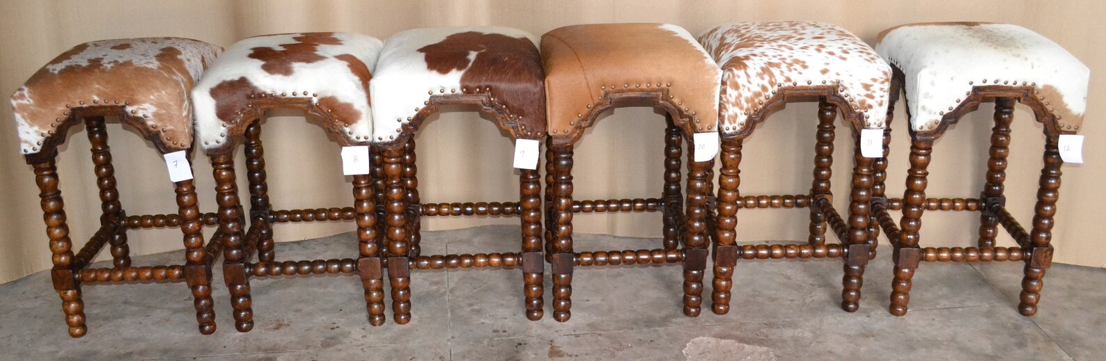 Bobbin Leg Cowhide Counter Stool Cowhide Counter Barstool | Etsy
