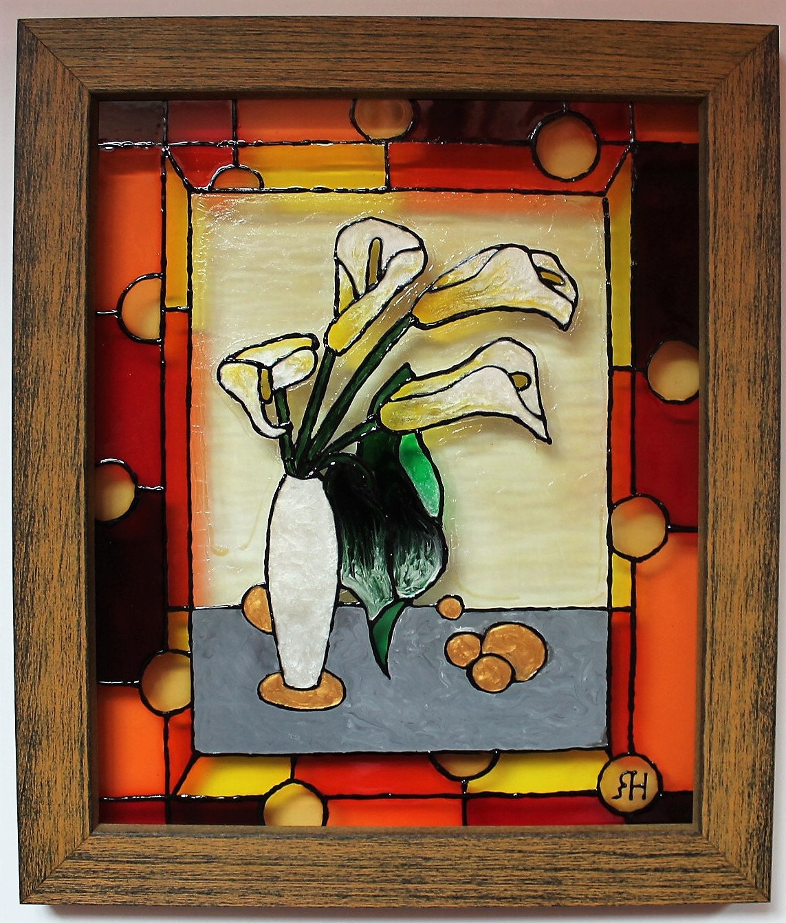 Calla Lily Flowers, Stained Glass, Handmade, Wall Hanging, Glass ...