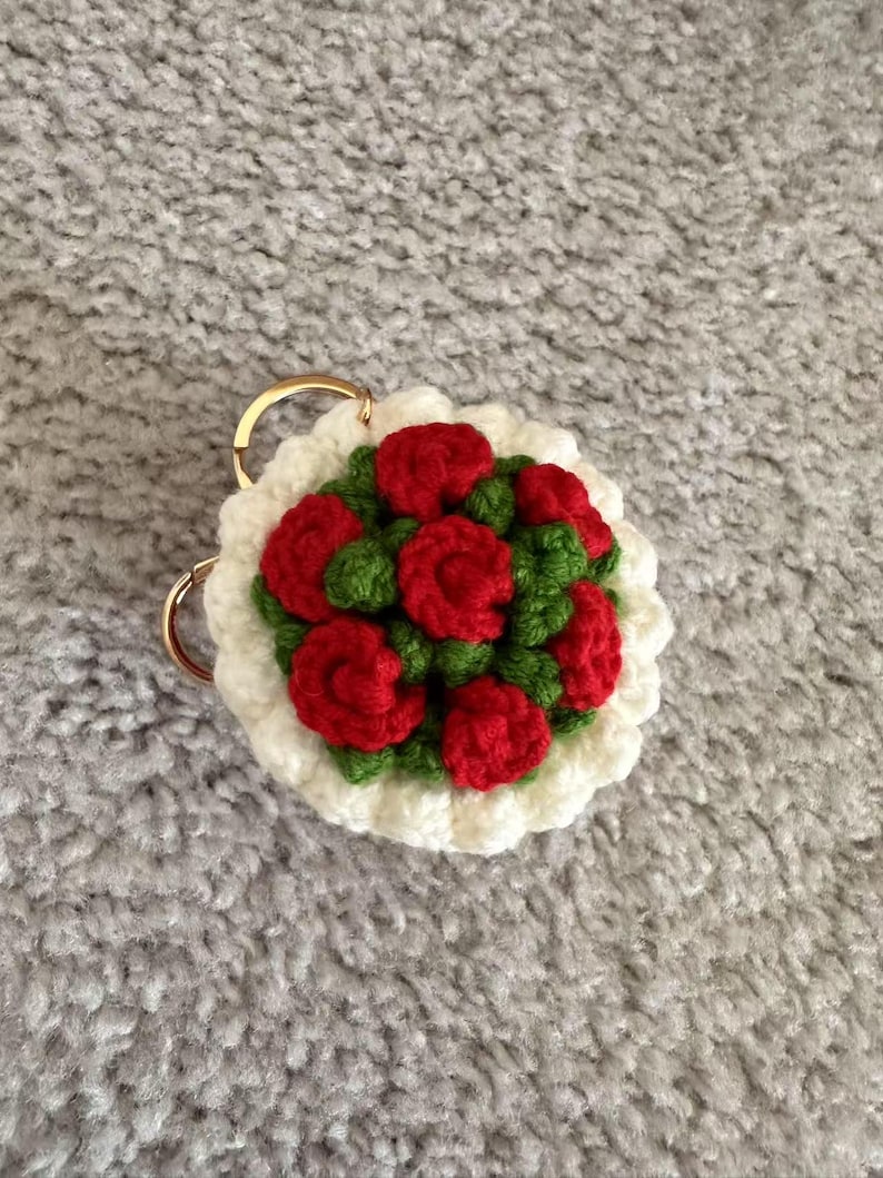 Crochet Flower Keychain, Gift for Her, Small Gift, Handmade Crochet ...