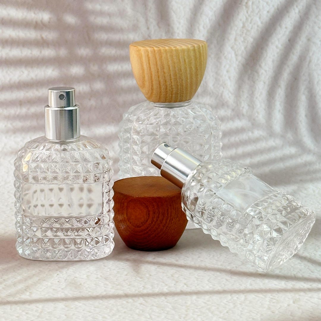 Vintage Textured Glass Perfume Spray Bottle, Refillable Empty Fragrance ...