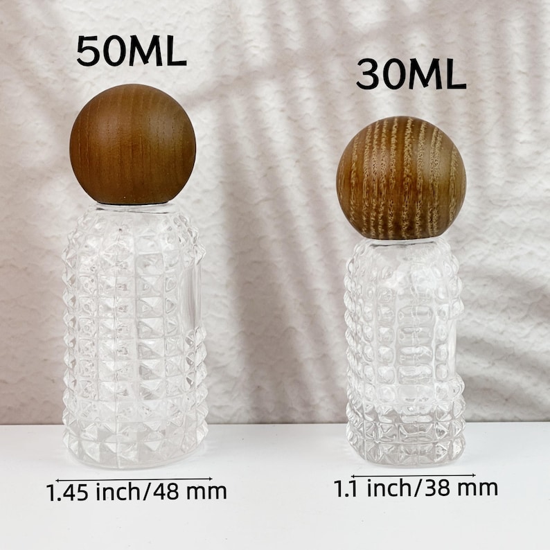 30ml/50ml Clear Glass Spray Bottles, Perfume Bottles With Natural Wood ...