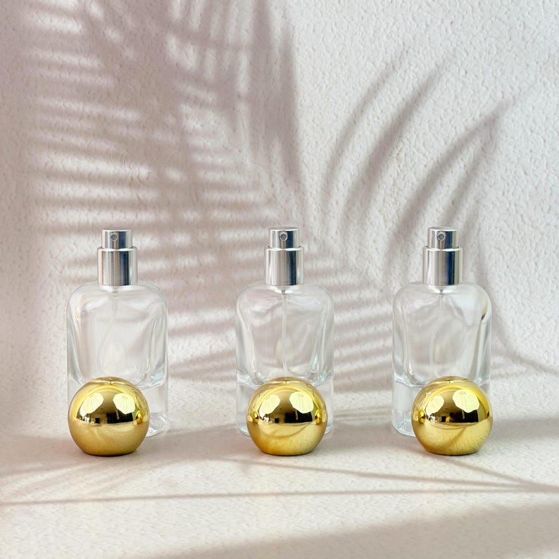 30ml Clear Glass Perfume Spray Bottle With Gold Ball Cap, Minimalist ...
