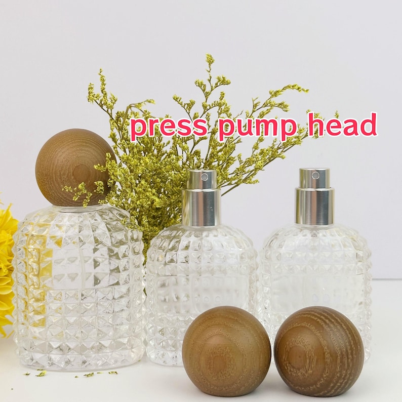 30ml/50ml Clear Glass Spray Bottles, Perfume Bottles With Natural Wood ...