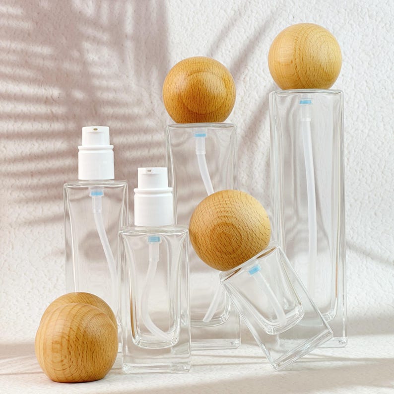 Empty Clear Glass Lotion Pump Bottles, Reusable Cosmetic Containers for ...