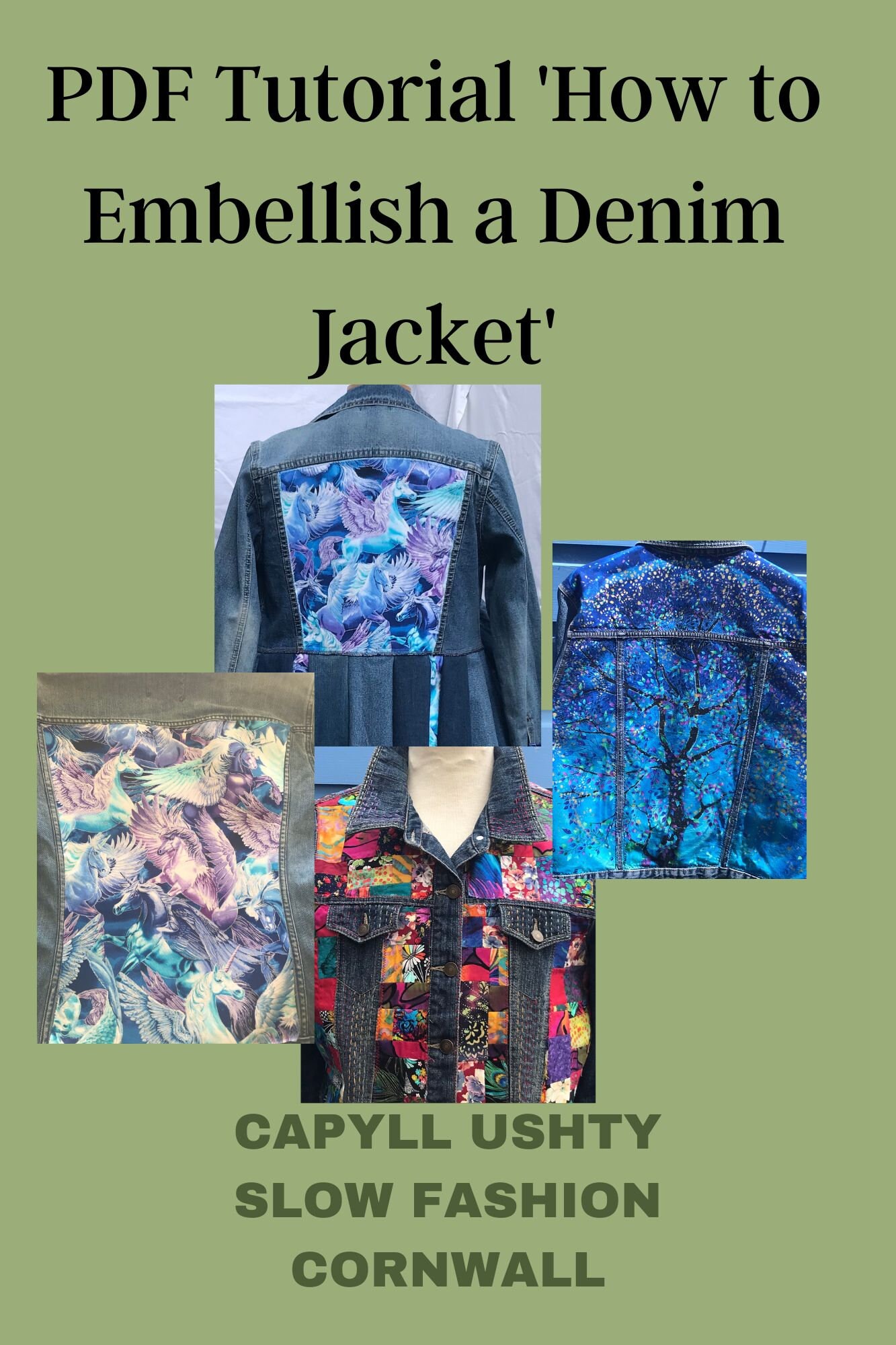 PDF Tutorial, How to Embellish Denim Jackets, Applique, Denim Jacket ...