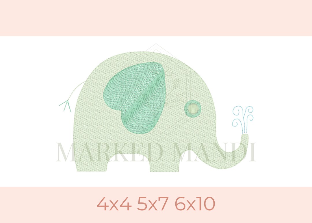 Elephant Sketch Stitch Machine Embroidery Design - Etsy
