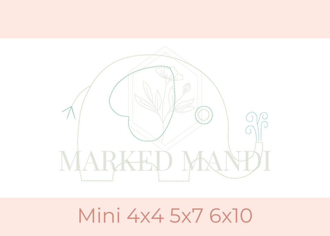 Elephant Bean Vintage Stitch Machine Embroidery Design - Etsy