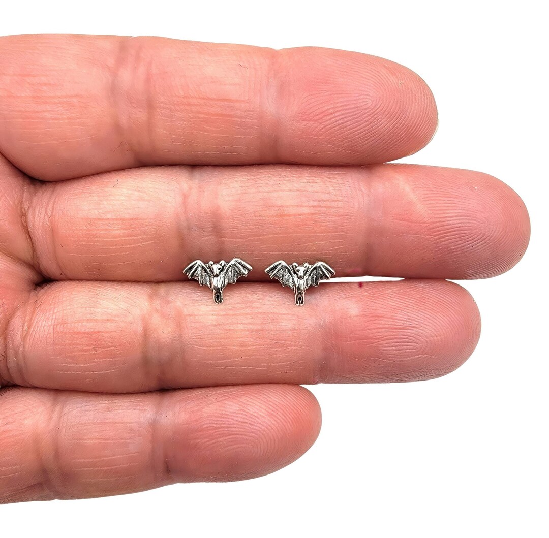 Bat Sterling Silver Earrings, Very Tiny Dainty Cartilage Piercing ...