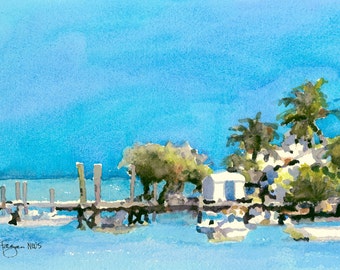 Watercolor Harbour Painting - Etsy
