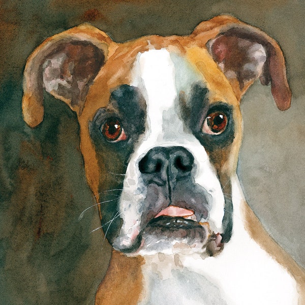 Boxer Watercolor - Etsy