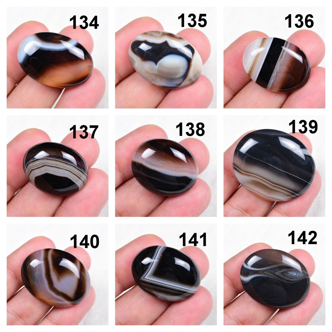 Natural Black BANDED AGATE Cabochon (134-195) - Etsy UK