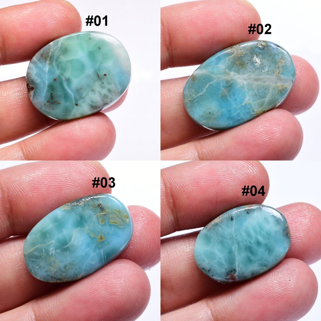 Natural Dominican Republic Larimar Stone Oval Cabochon Loose Gemstone ...