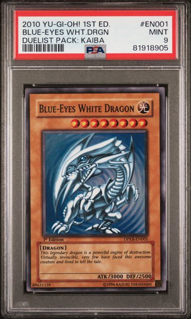 2010 Yu-gi Oh PSA 9 Blue Eyes White Dragon DPKB-EN001 1st Edition Duelist Pack Kaiba Super Rare ...