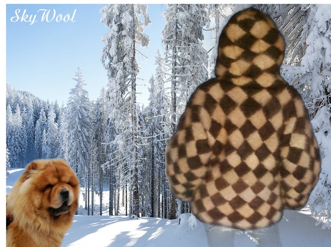 Dog Wool Chiengora 100% Hand spinning Jacket Chess | Etsy