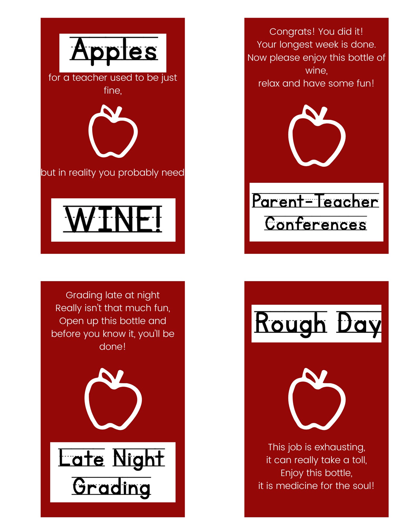 Printable Teacher Wine Labels - Etsy