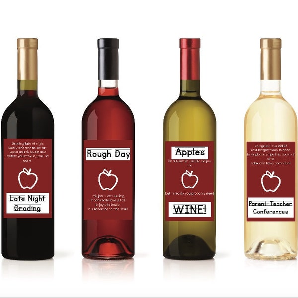 Teacher Wine Label - Etsy