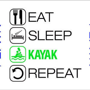 KAYAKING GIFT. Eat Sleep Kayak Sublimation Printed 500ml Water Bottle ...