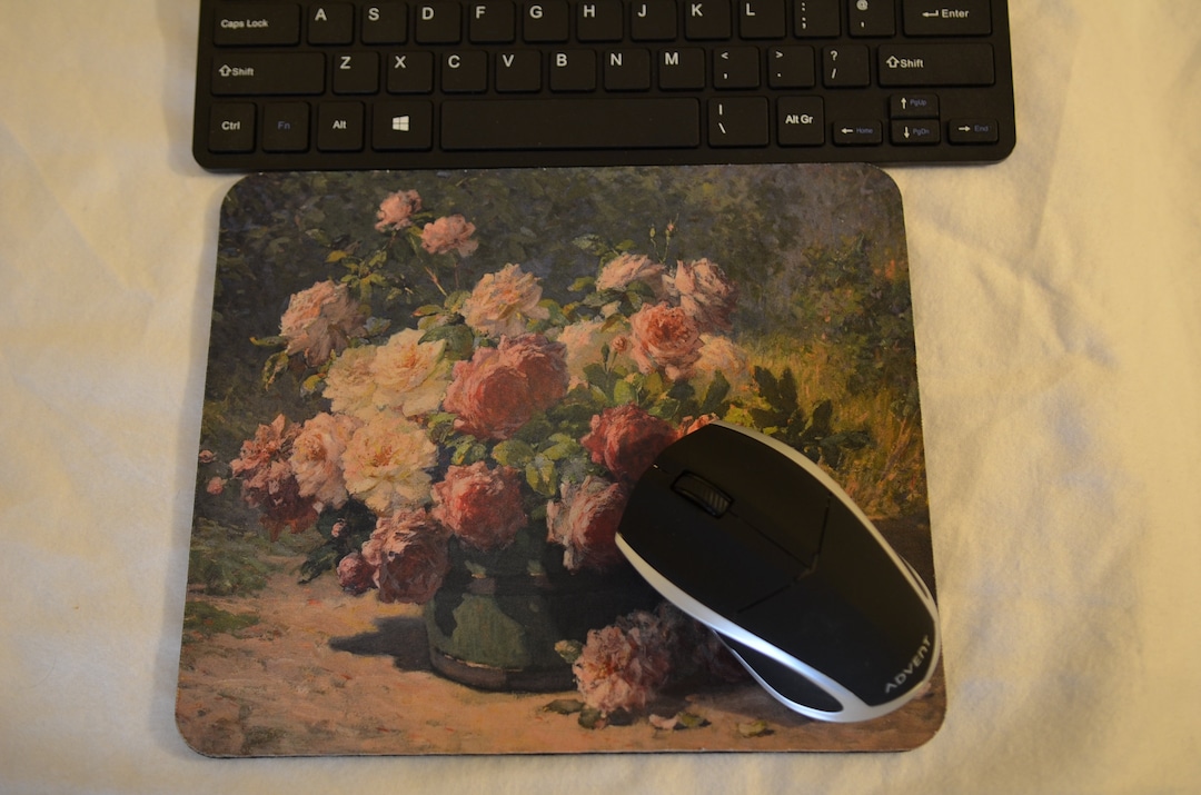 MOUSE PAD Floral Print, Pink Flowers Floral Patttern, Mousemat, Desk ...