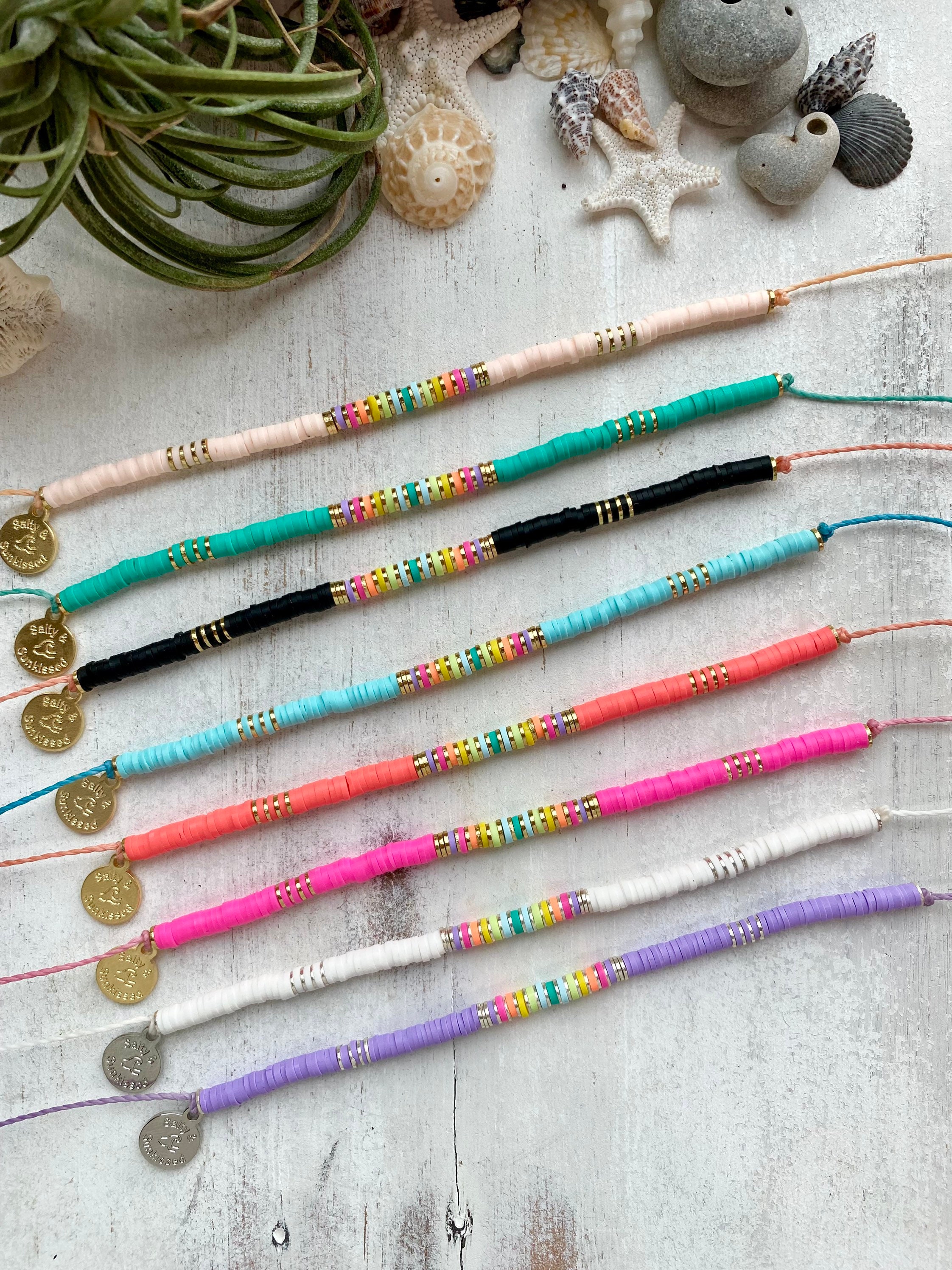 Neon Rainbow Heishi Bracelet 4mm Heishi Disc Bracelet - Etsy