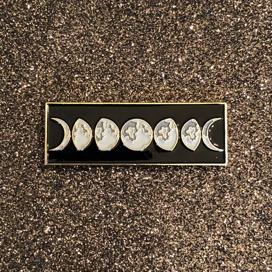 Moon Phases Pin Gold & Black - Etsy