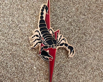 Scorpion Pin W/ Red Glitter Lightning Bolt | Etsy
