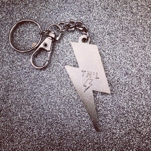 Lightning Bolt Keychain Solid Black & Silver - Etsy