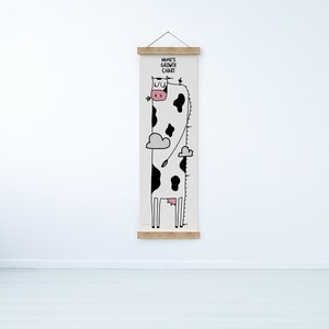 Cow Growth Chart for Kids. Baby Farm Canvas Height Chart. Animals Art ...