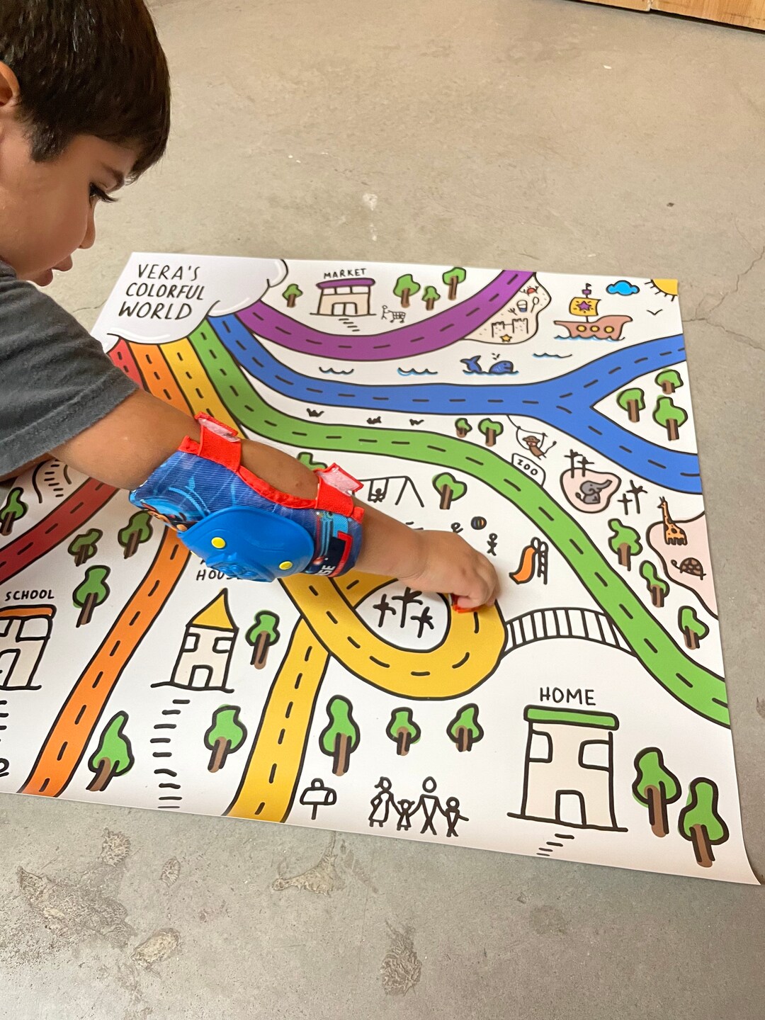 Personalized Colorful World Play Mat for Girls, Rainbow City Mat ...