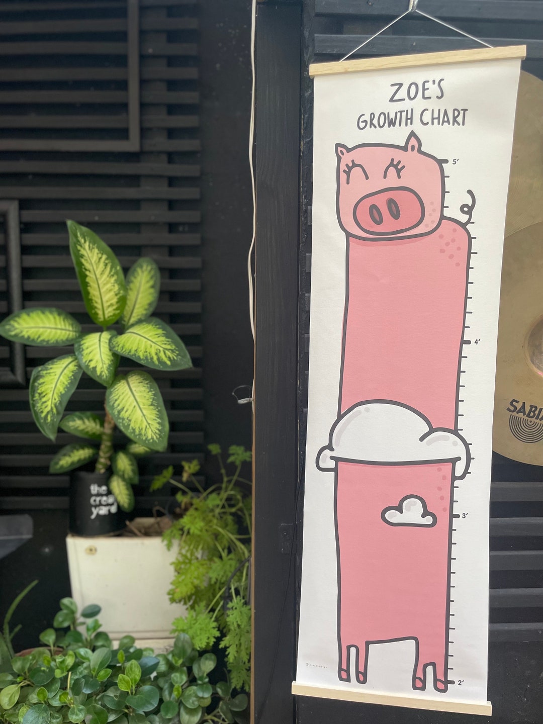 Pig Growth Chart. Farm Animal Lovers Canvas Height Chart. Piggy Chart ...